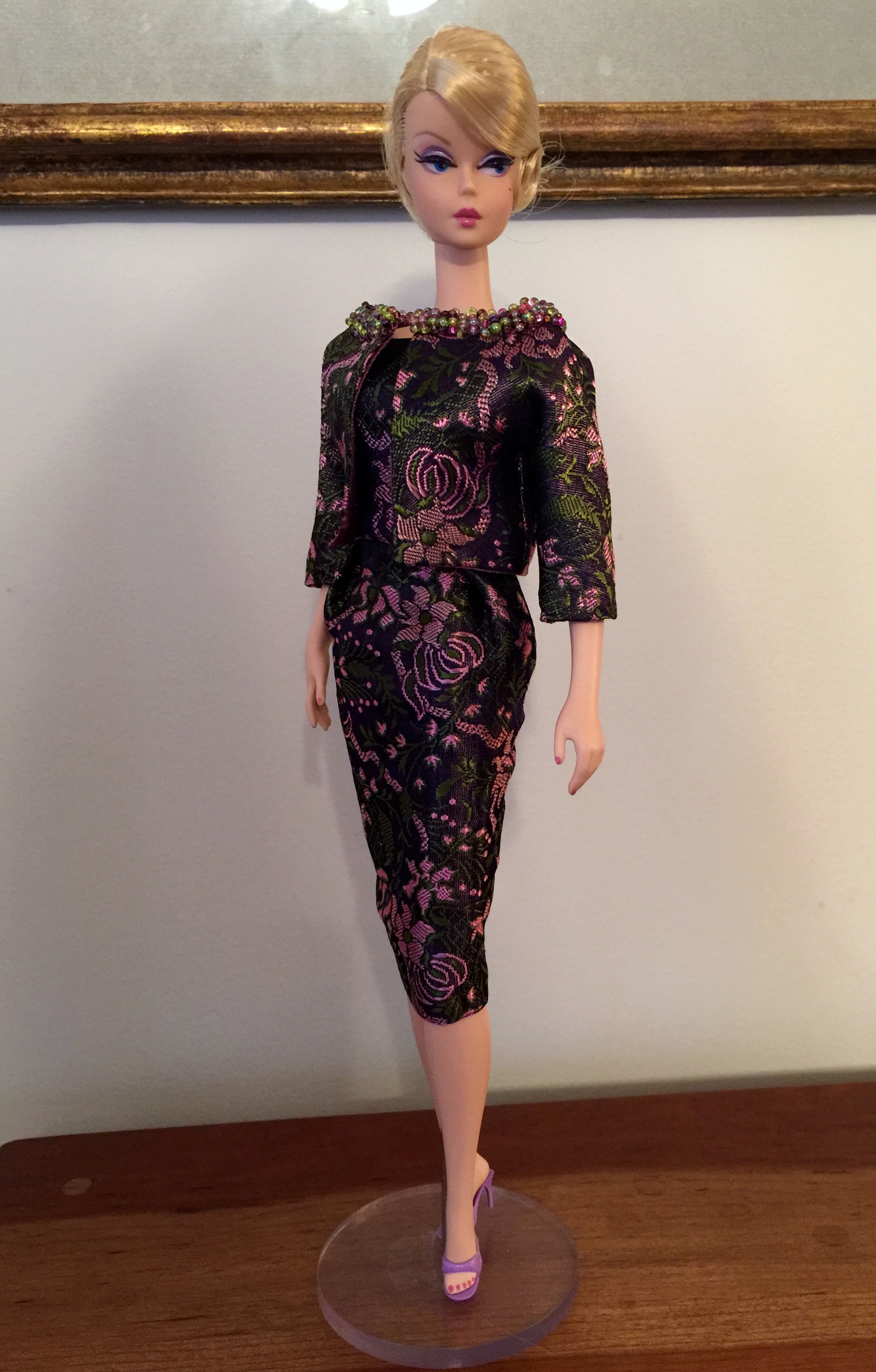 Sheath Suit in Plum Silk Brocade | bellissimacouturefashions