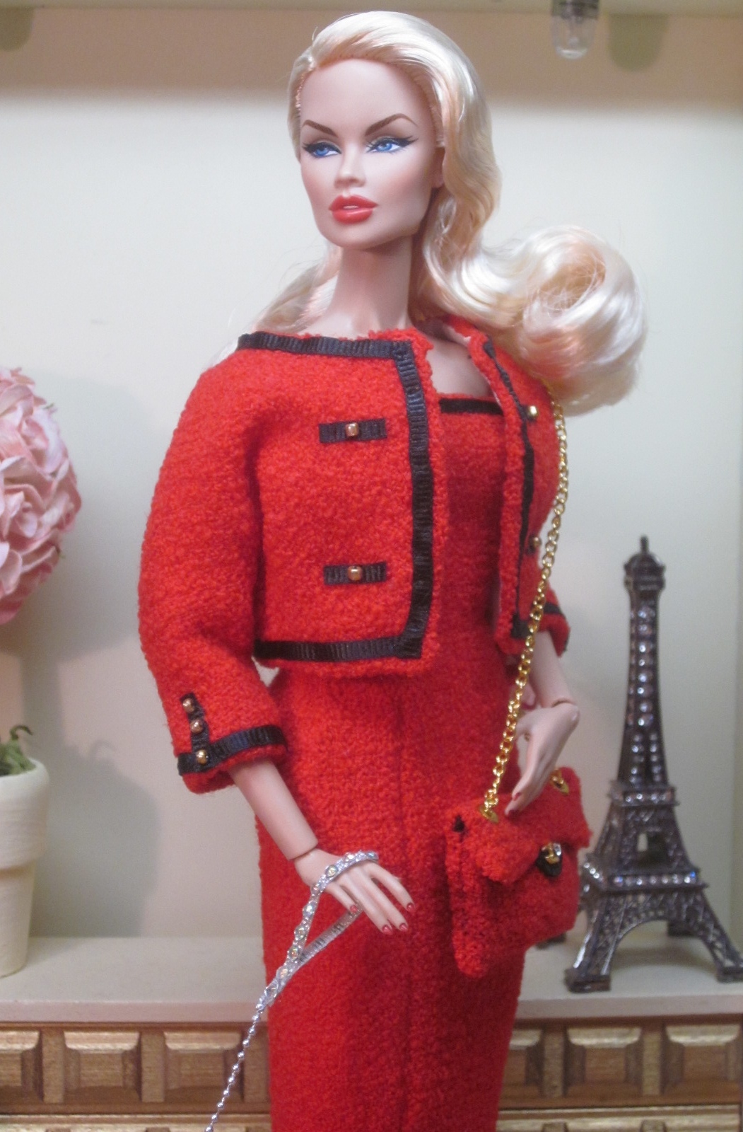 Chanel Inspired Cherry Red Suit | bellissimacouturefashions