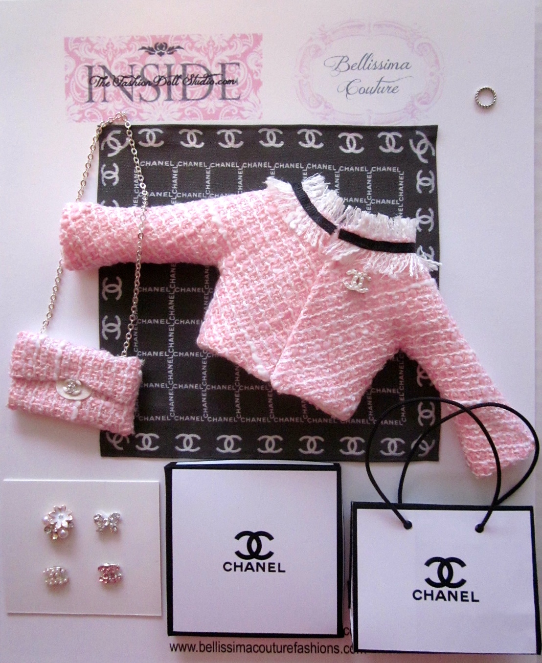 Pink and Black Chanel Accessory Set | bellissimacouturefashions