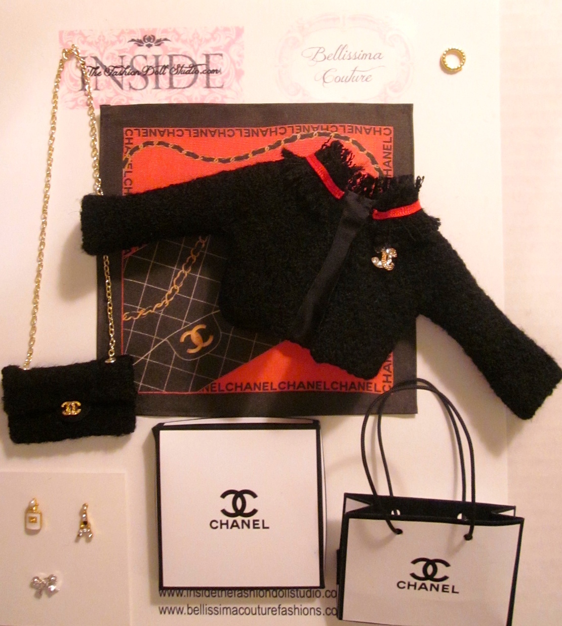 Black and Red Chanel Accessory Set | bellissimacouturefashions