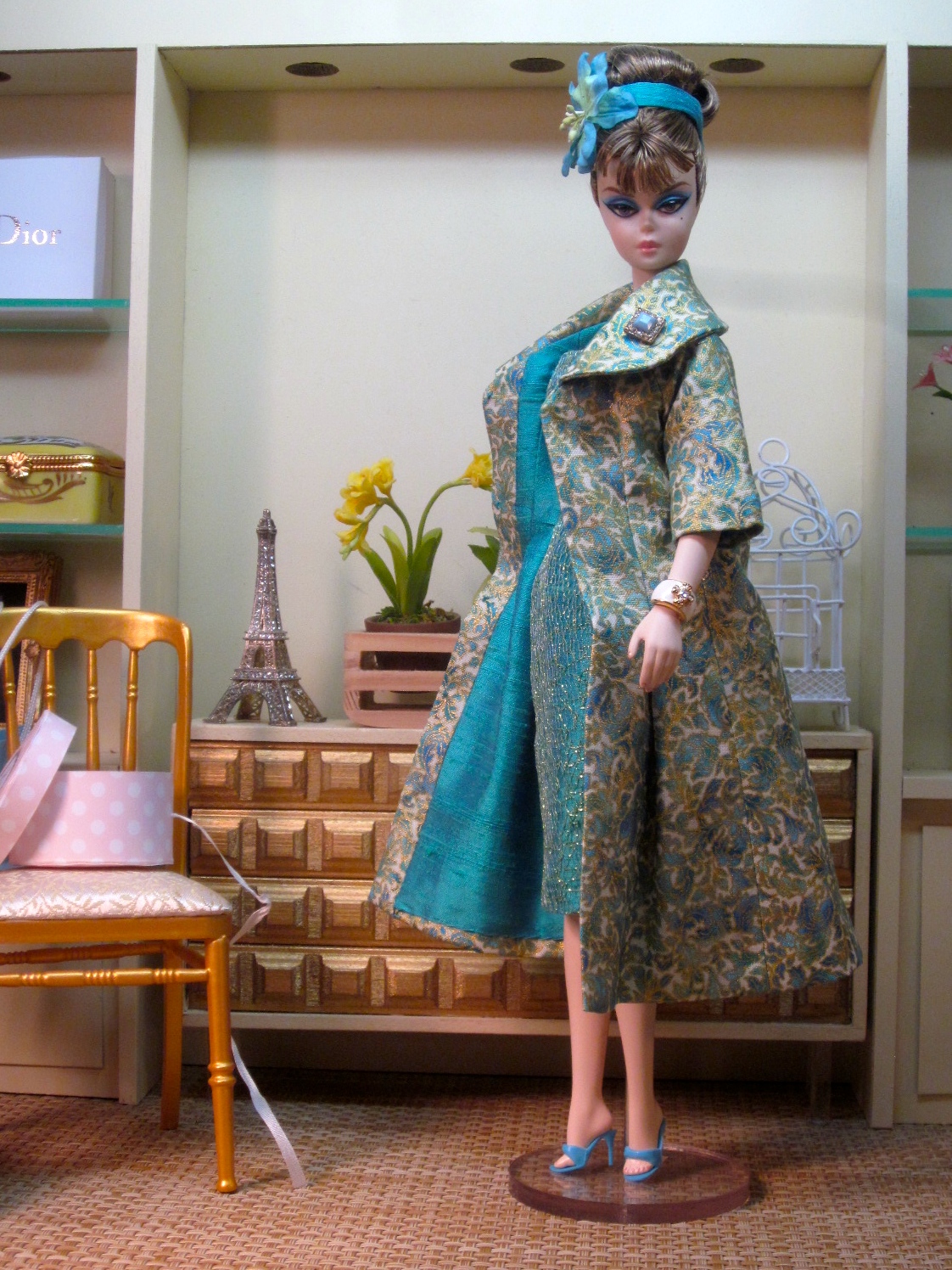 Turquoise and Jade Coat Ensemble | bellissimacouturefashions
