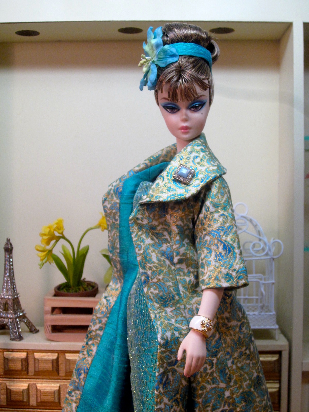 Turquoise and Jade Coat Ensemble | bellissimacouturefashions