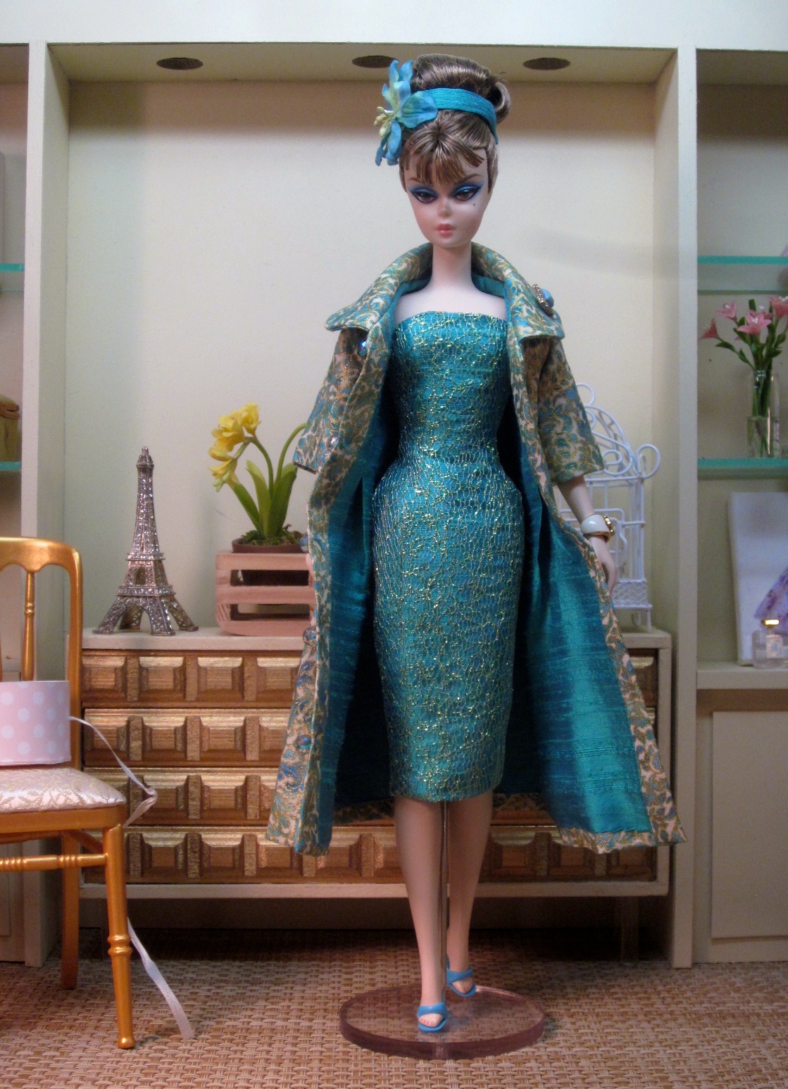 Turquoise and Jade Coat Ensemble | bellissimacouturefashions