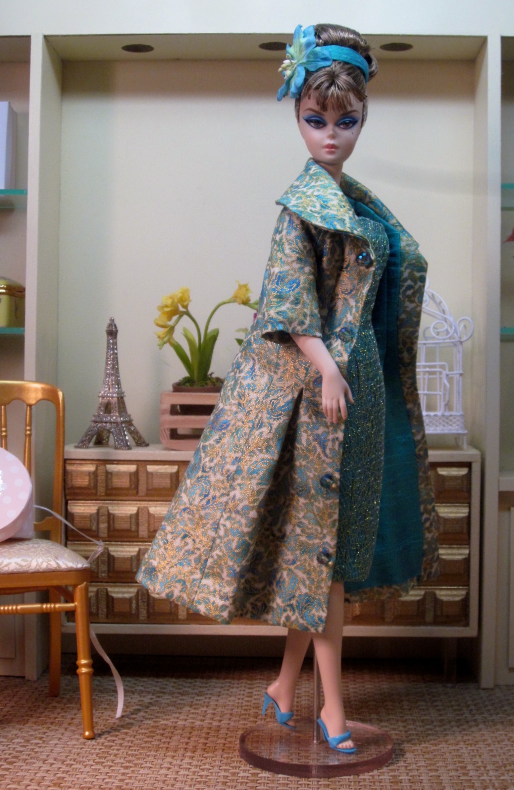 Turquoise and Jade Coat Ensemble | bellissimacouturefashions