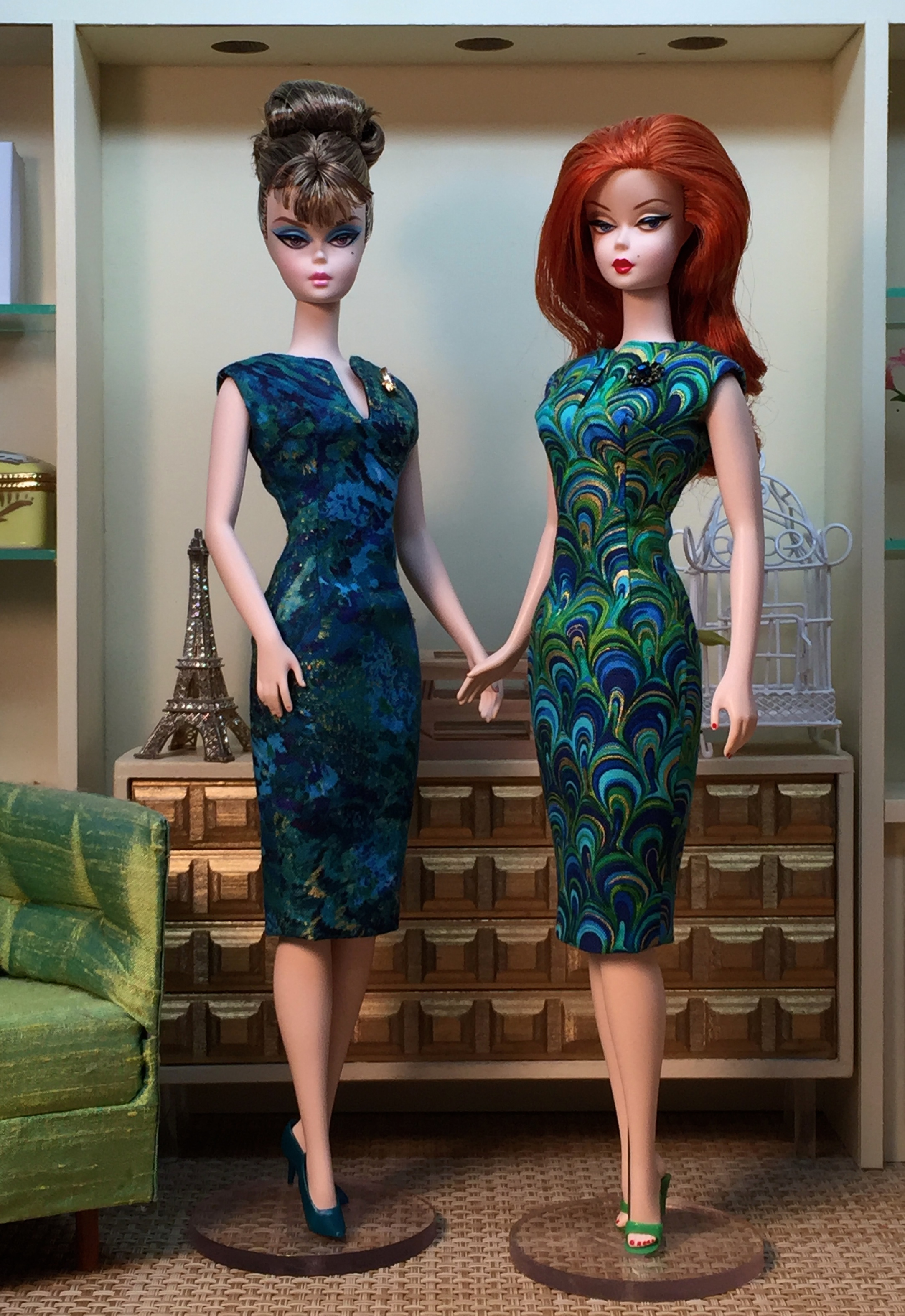 Split Neck Sheaths in Magical Minerals | bellissimacouturefashions