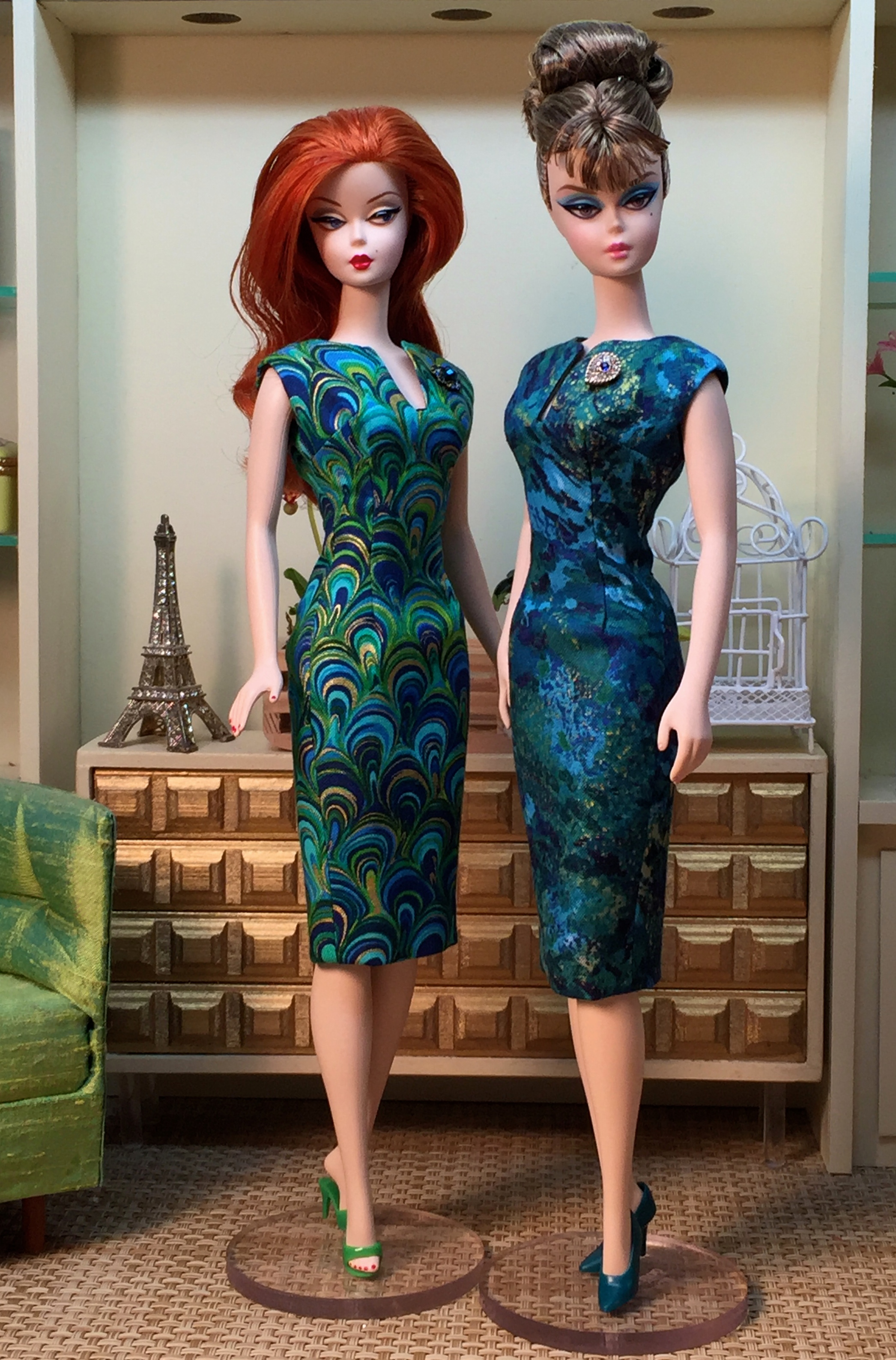 Split Neck Sheaths in Magical Minerals | bellissimacouturefashions